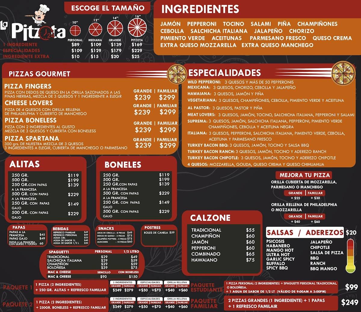 Carta del restaurante La Pitzota Suc. Miramar, Ciudad Madero