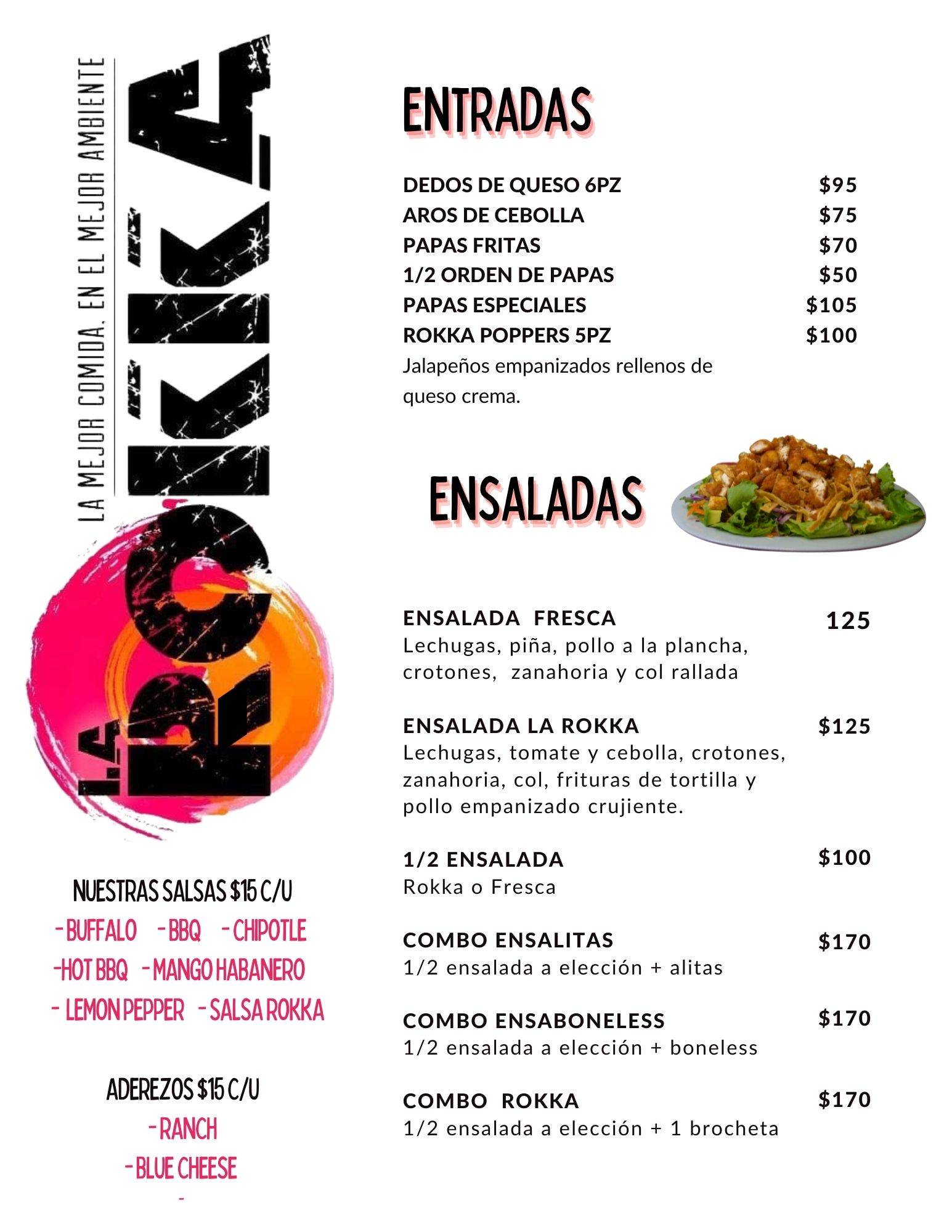 Carta del restaurante La Rokka, Santiago