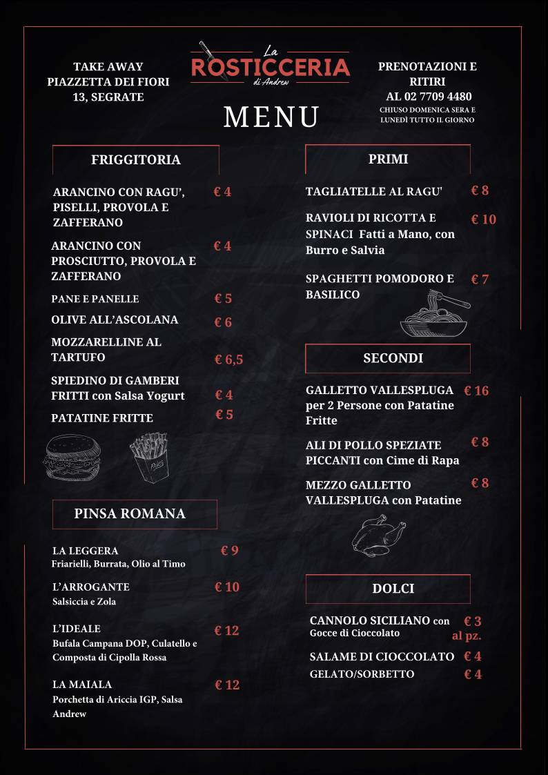 Menu da La Rosticceria di Andrew, Segrate
