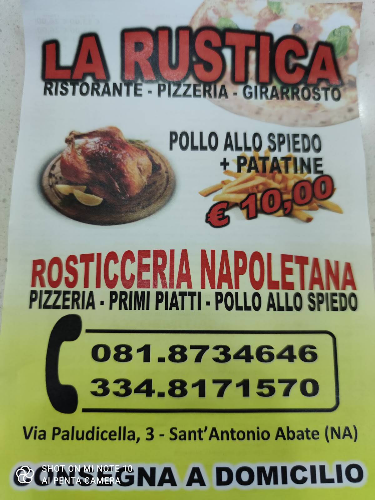 Menu da La Rustica ristorante, Sant'Antonio Abate