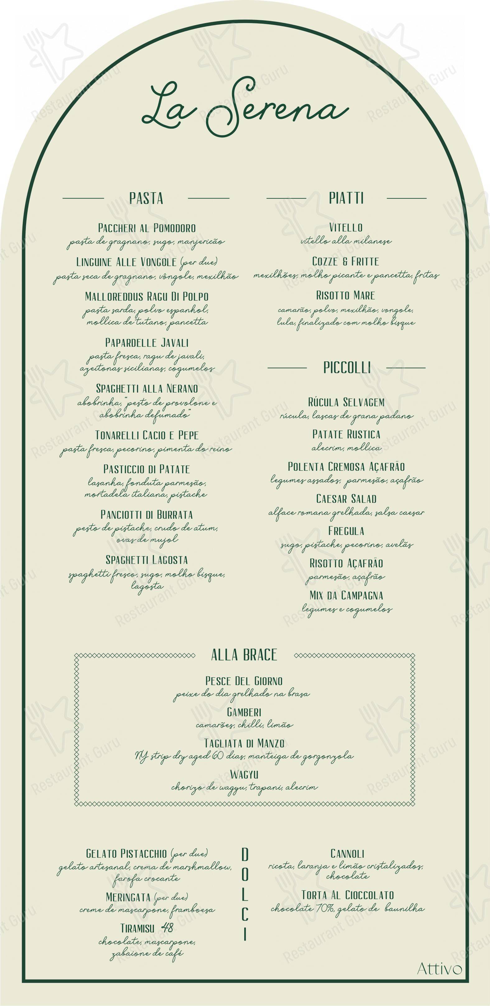 Menu em La Serena JK Iguatemi restaurante, São Paulo