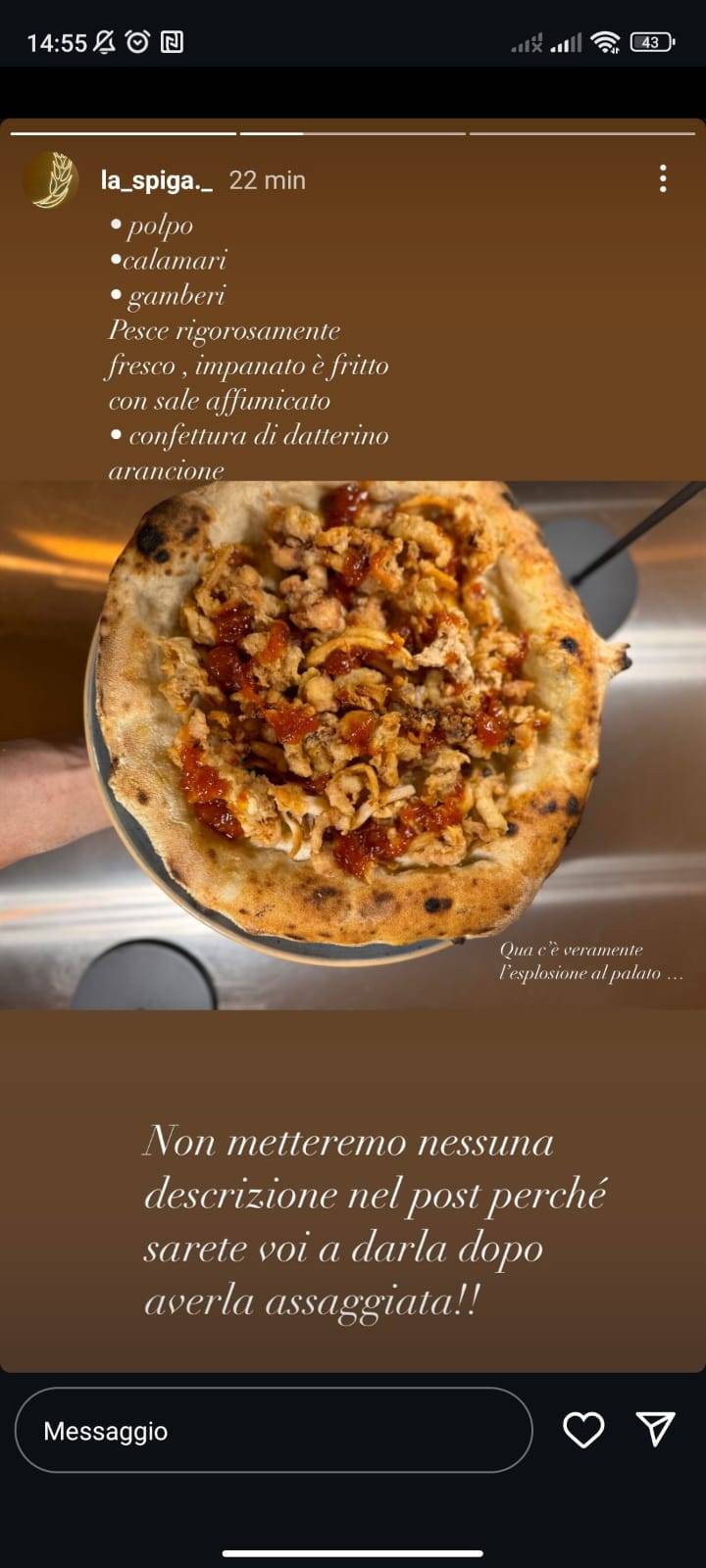 Menu da La Spiga ristorante, Ispica
