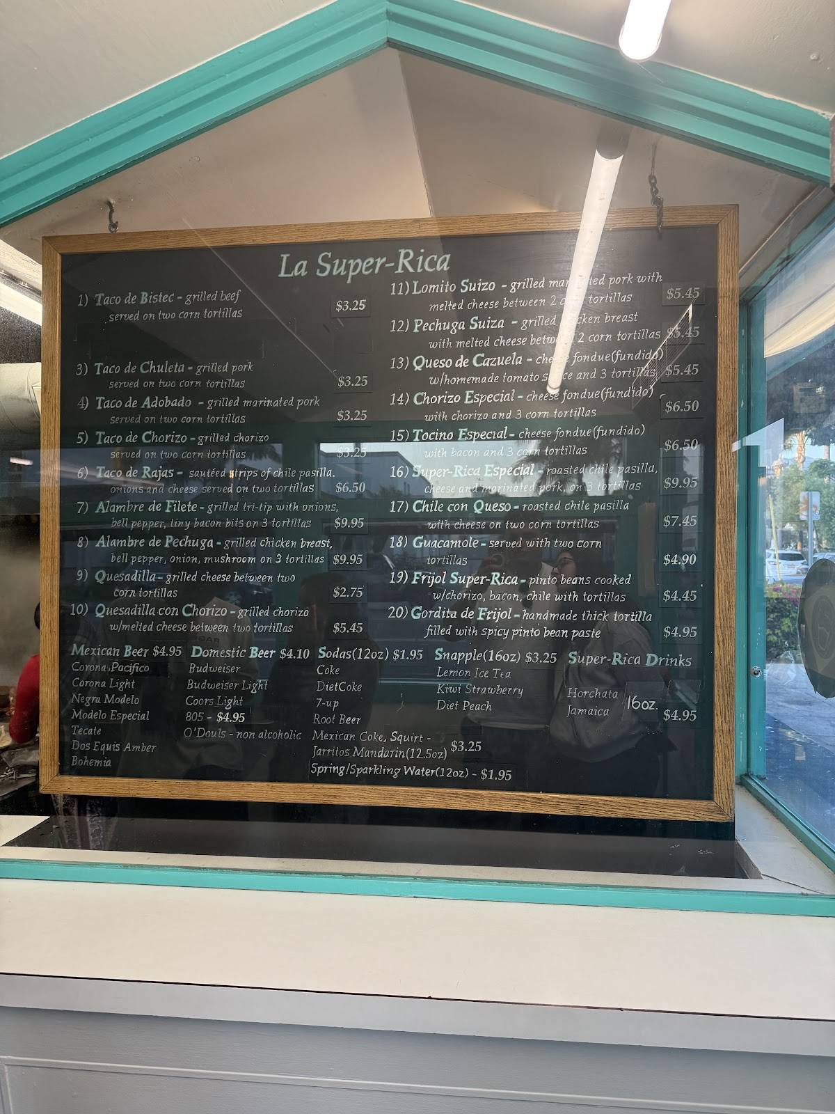 Menu at La Super-Rica Taqueria restaurant, Santa Barbara