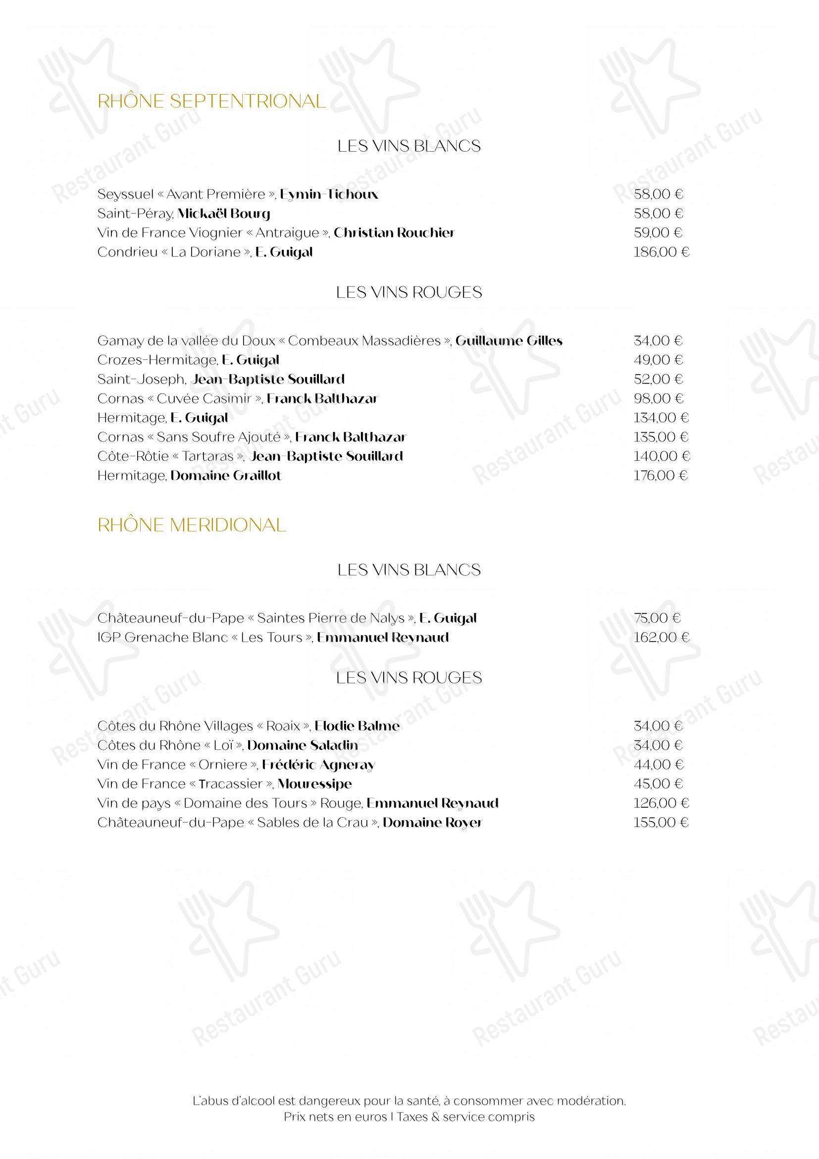Menu au La Table Floralie restaurant, Aix-les-Bains