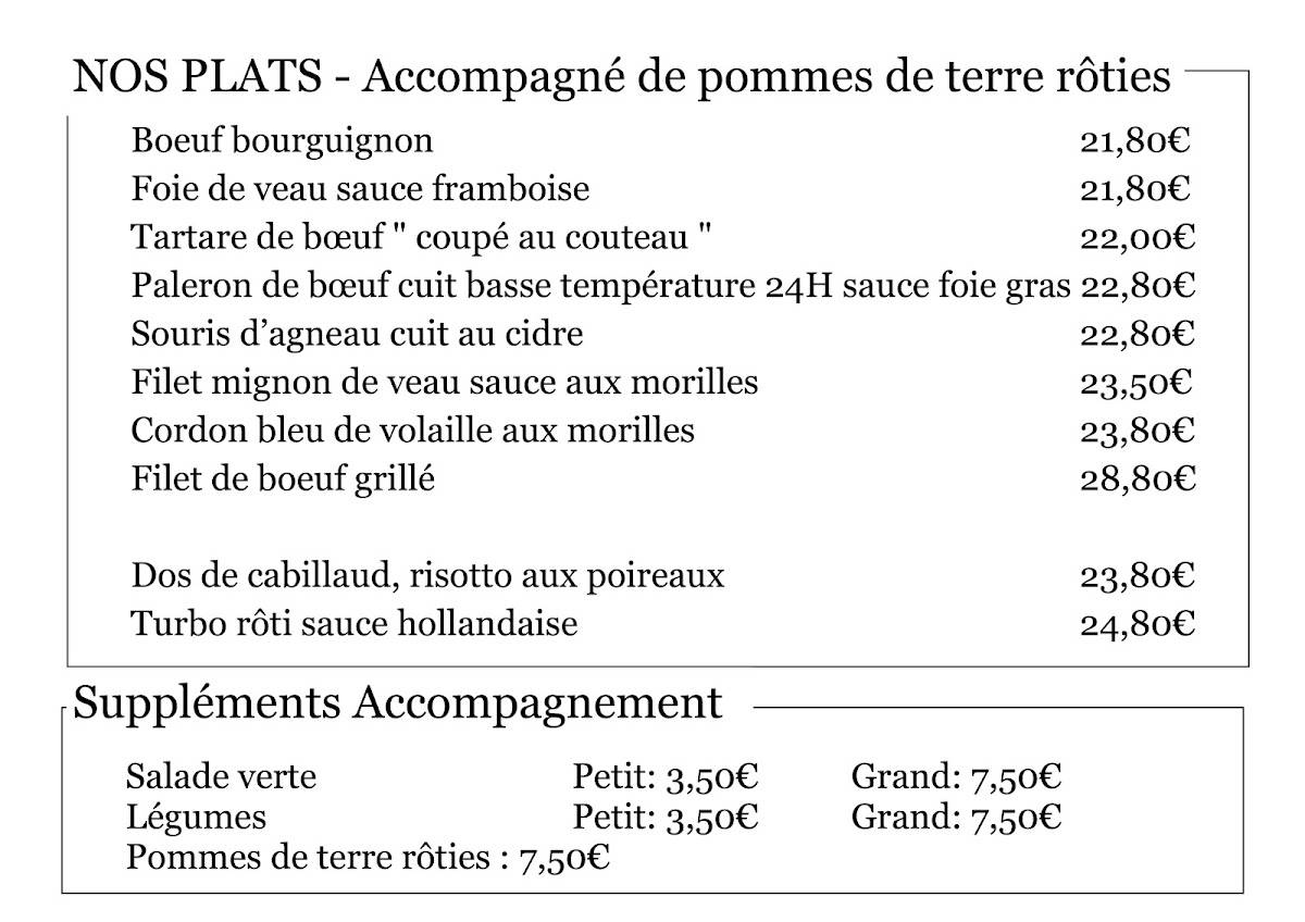 Menu au La Table de Malroy restaurant, Malroy