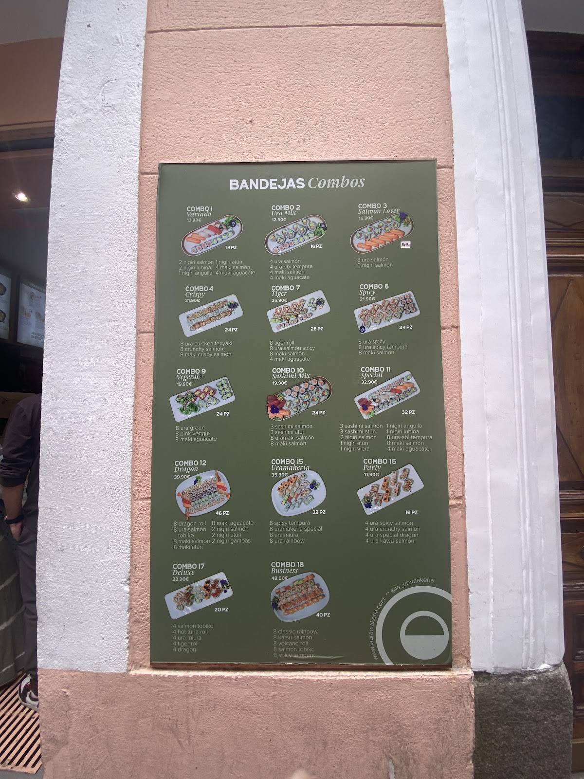 Carta del restaurante La Uramakeria, Madrid, C. del Manuela Malasaña