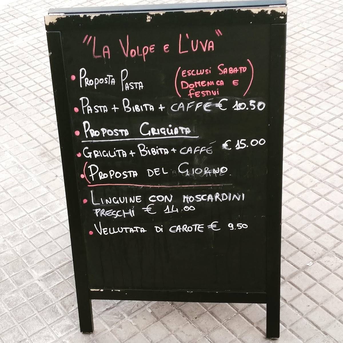 Menu da La Volpe e L'Uva ristorante, Sassari