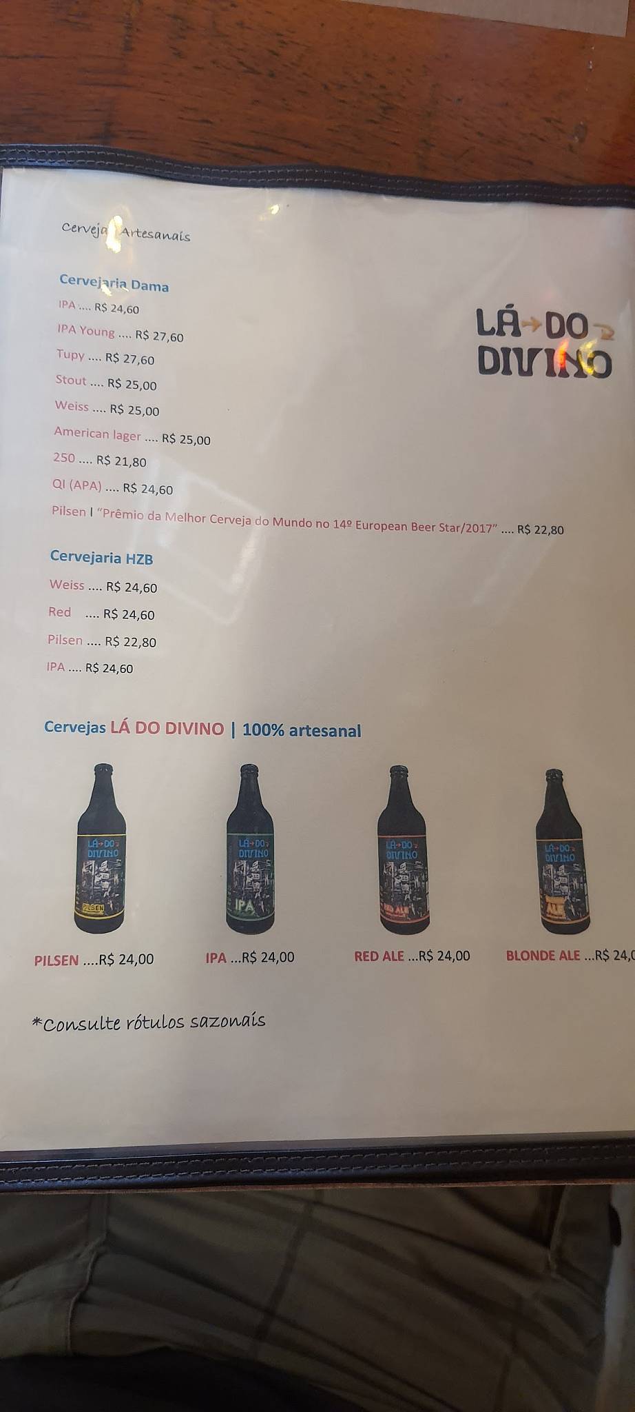 Menu em Lá do Divino restaurante, Águas de São Pedro, Av. Carlos Mauro