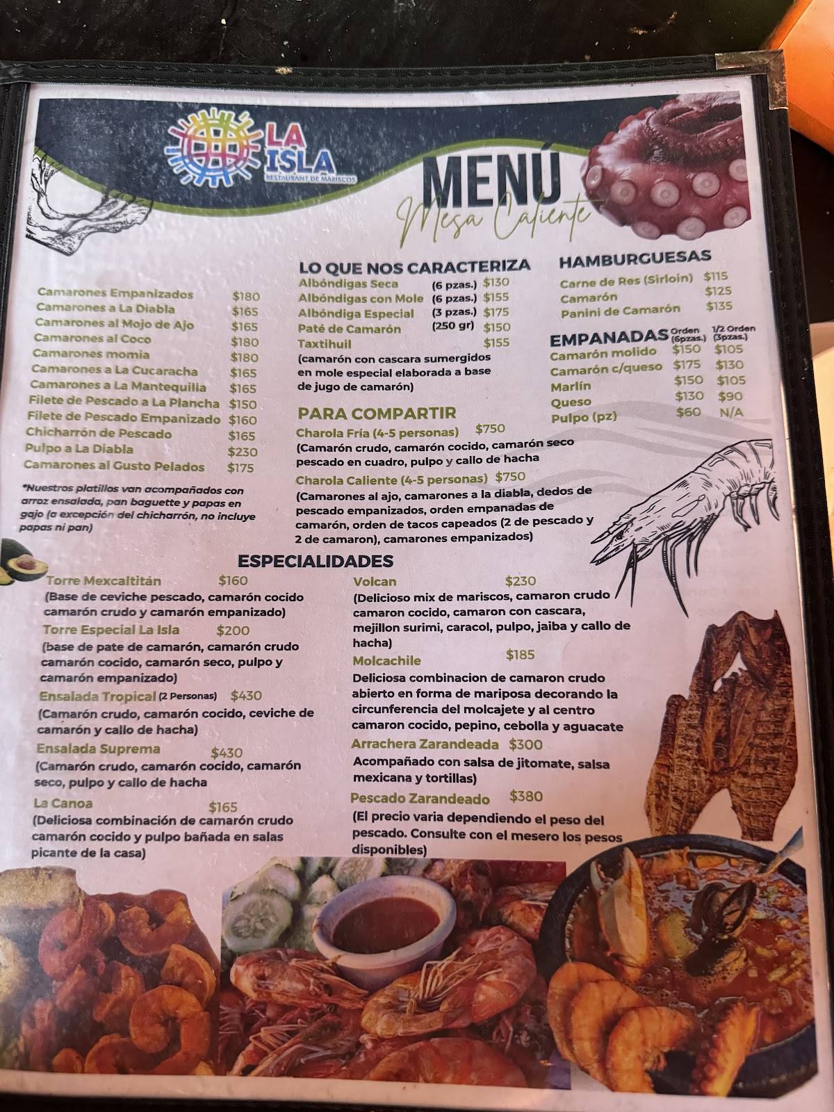 Carta del restaurante La isla, Tepic, Av Prisciliano Sanchez 266