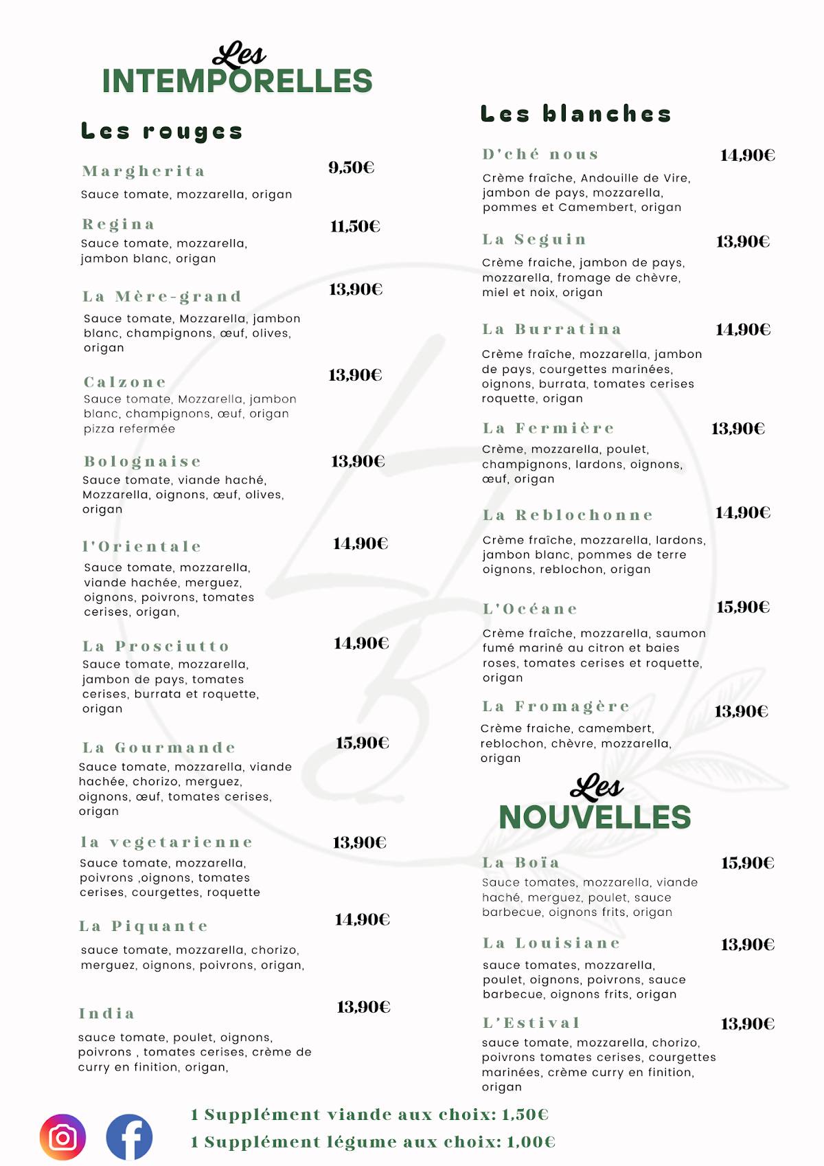 Menu au La table de Boïa restaurant, Biéville-Beuville