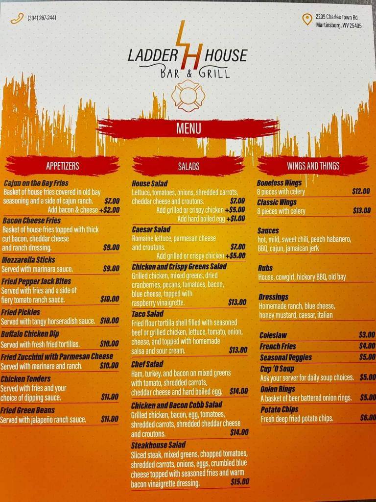 Menu at Ladder House Bar & Grill Inc, Martinsburg