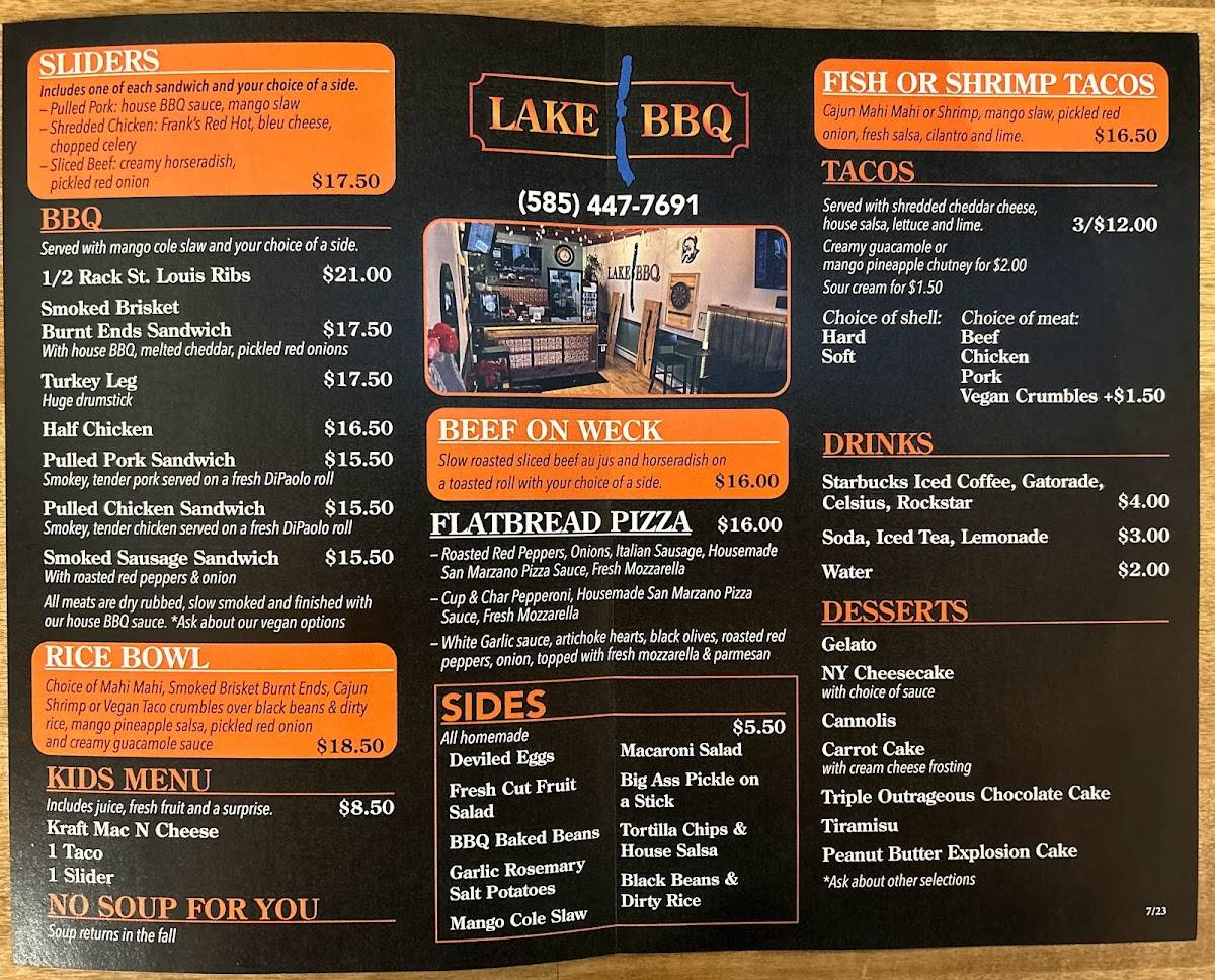 Menu at Lake Bistro formerly known as Lake BBQ, Livonia