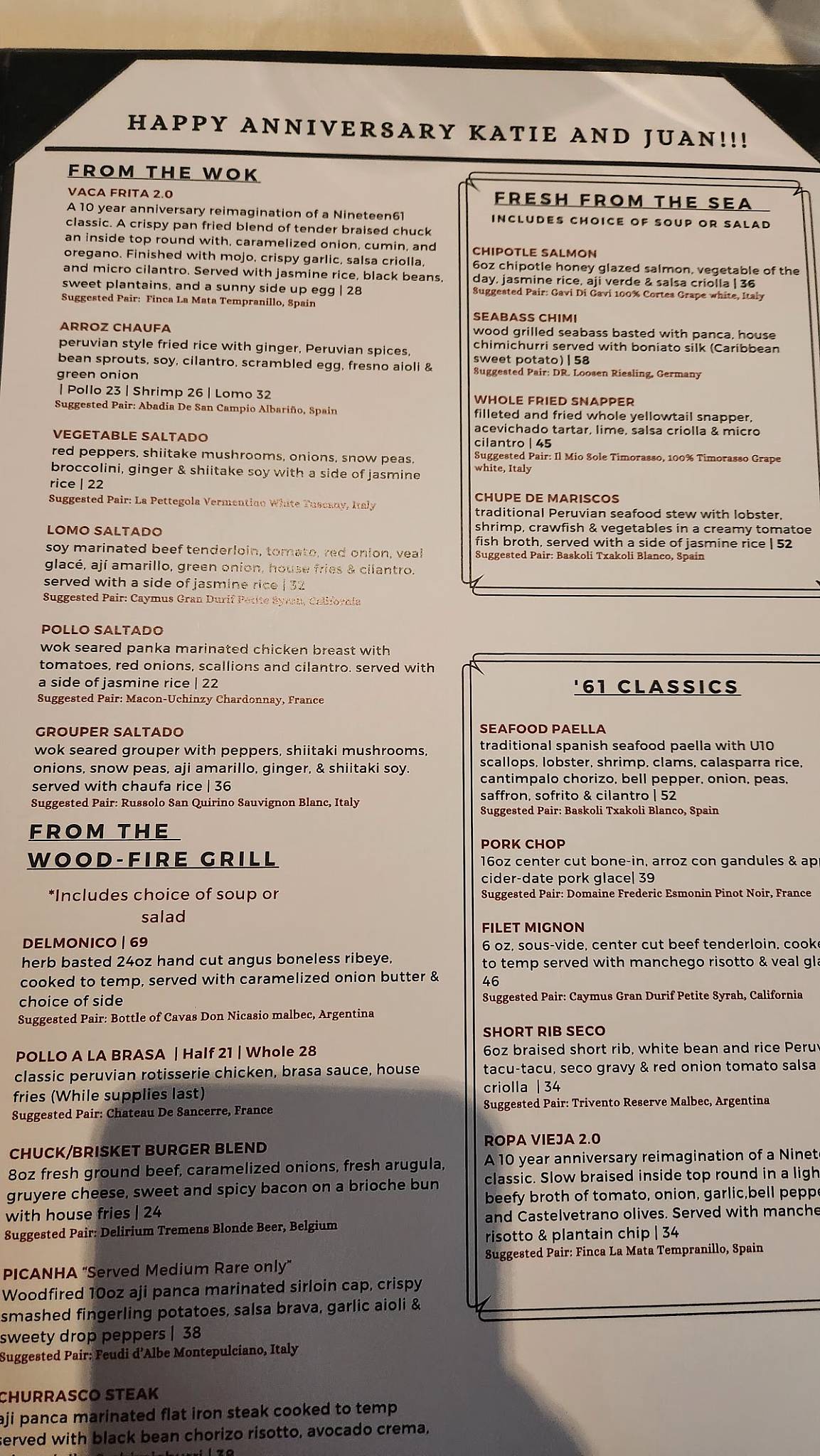 Menu at Nineteen61 restaurant, Lakeland, 215 E Main St