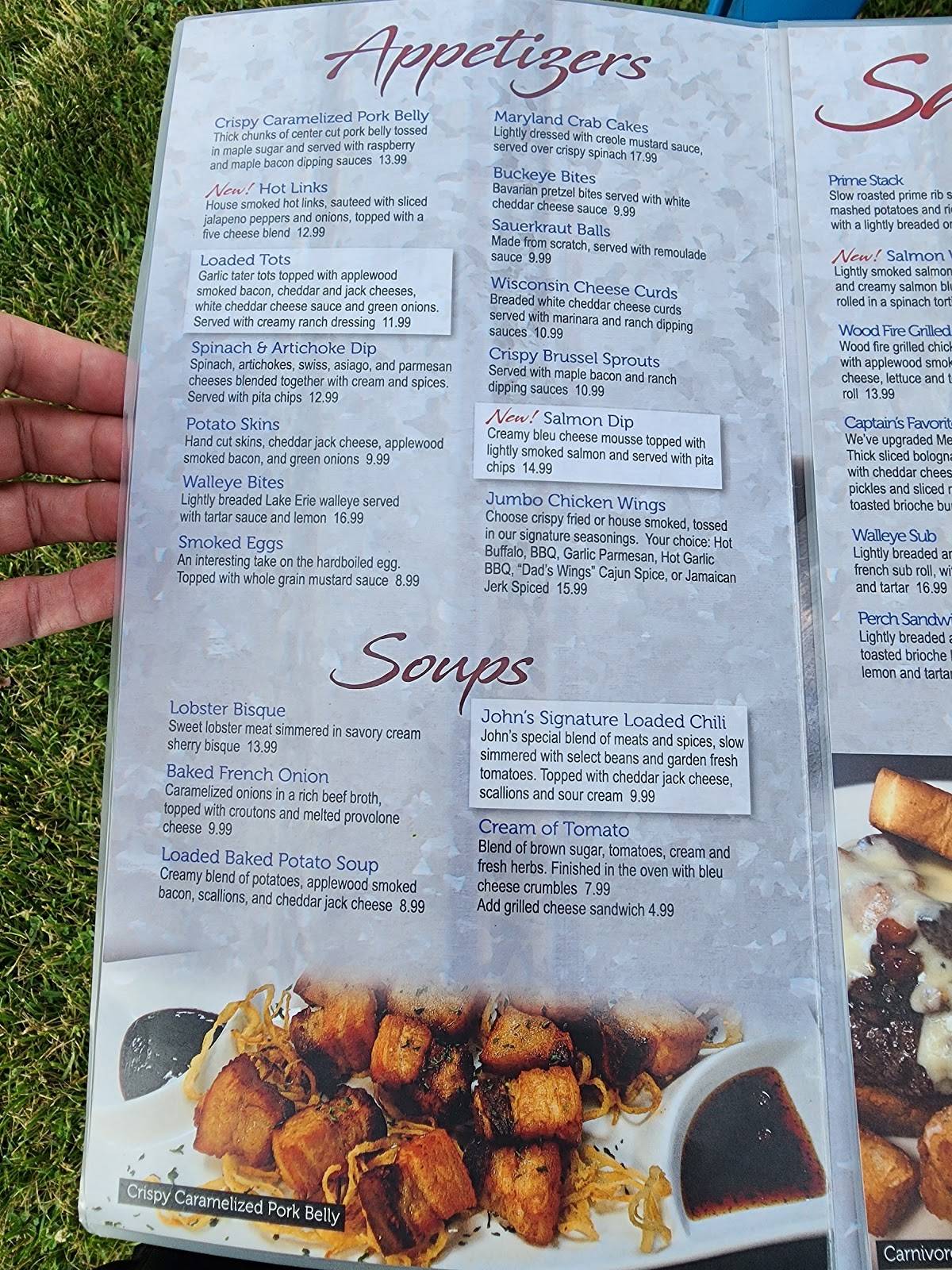 Menu at Crow's Nest restaurant, Lakeside Marblehead