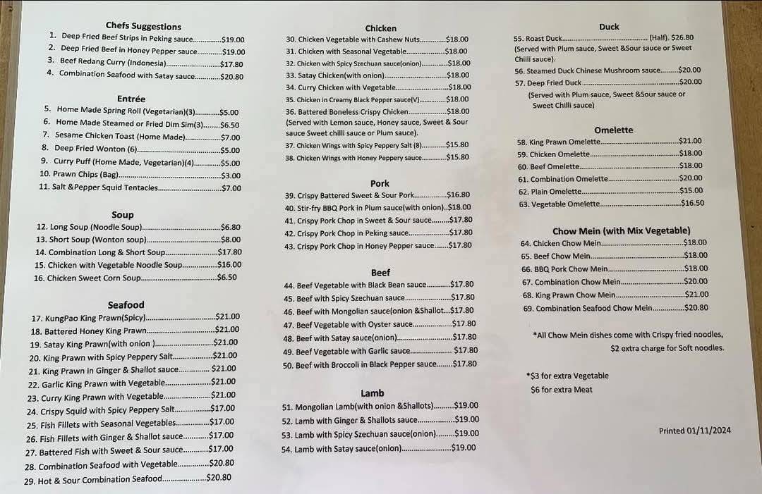 Menu at Lakeview Chinese Takeaway restaurant, Rasmussen