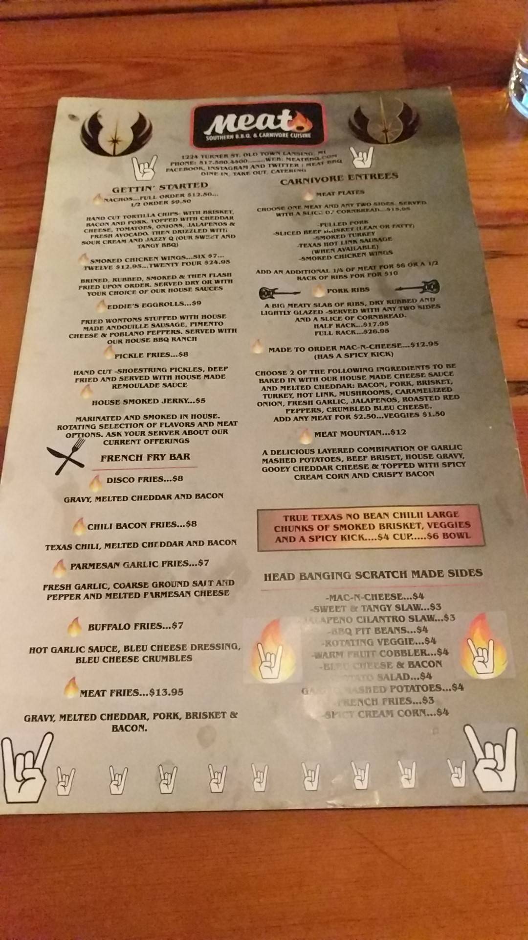 Menu at Meat BBQ, Lansing, Turner Rd
