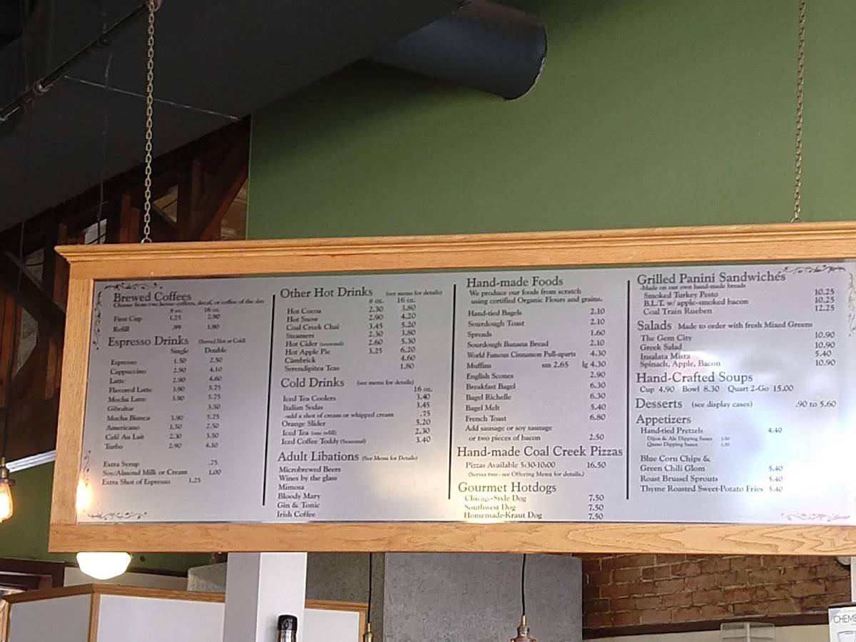 Menu at Coal Creek Coffee Downtown pizzeria, Laramie, 110 Grand Ave