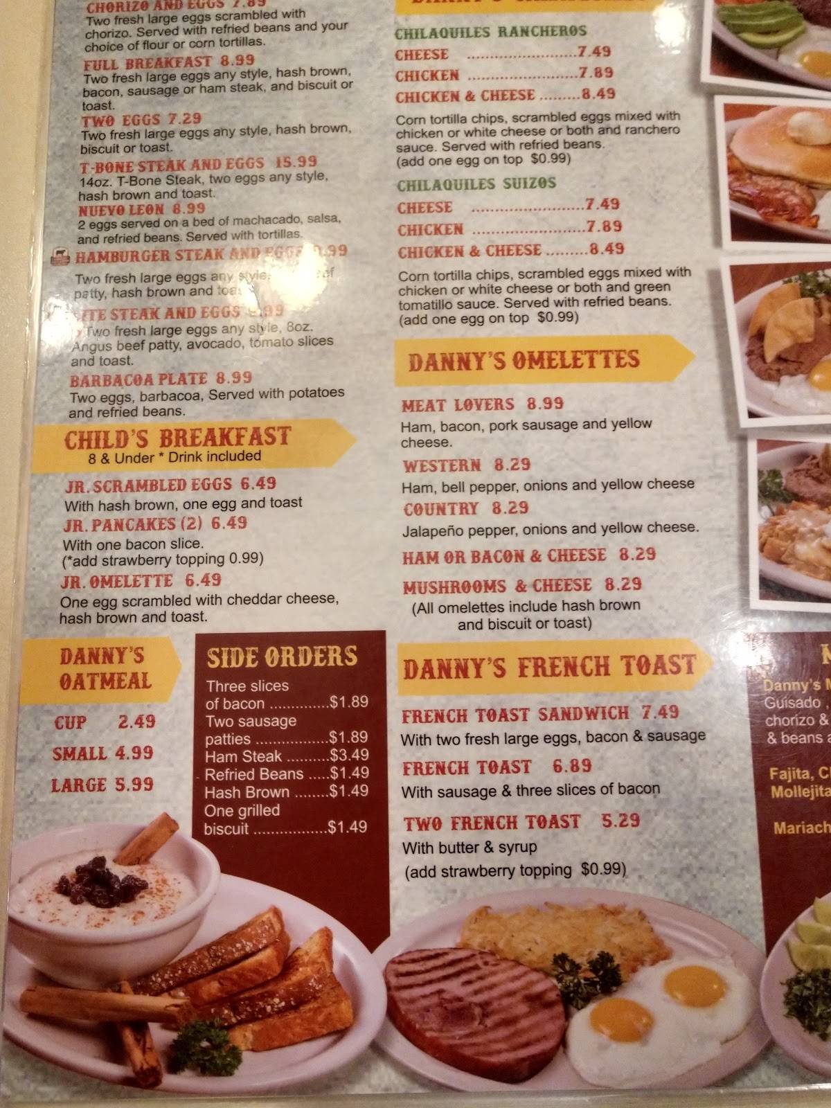 Menu at Danny's Restaurant, Laredo, 4320 McPherson Rd