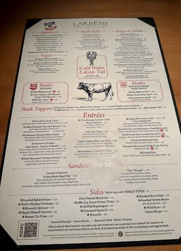 Menu at Larsen's Grill -- Oxnard steakhouse, Oxnard
