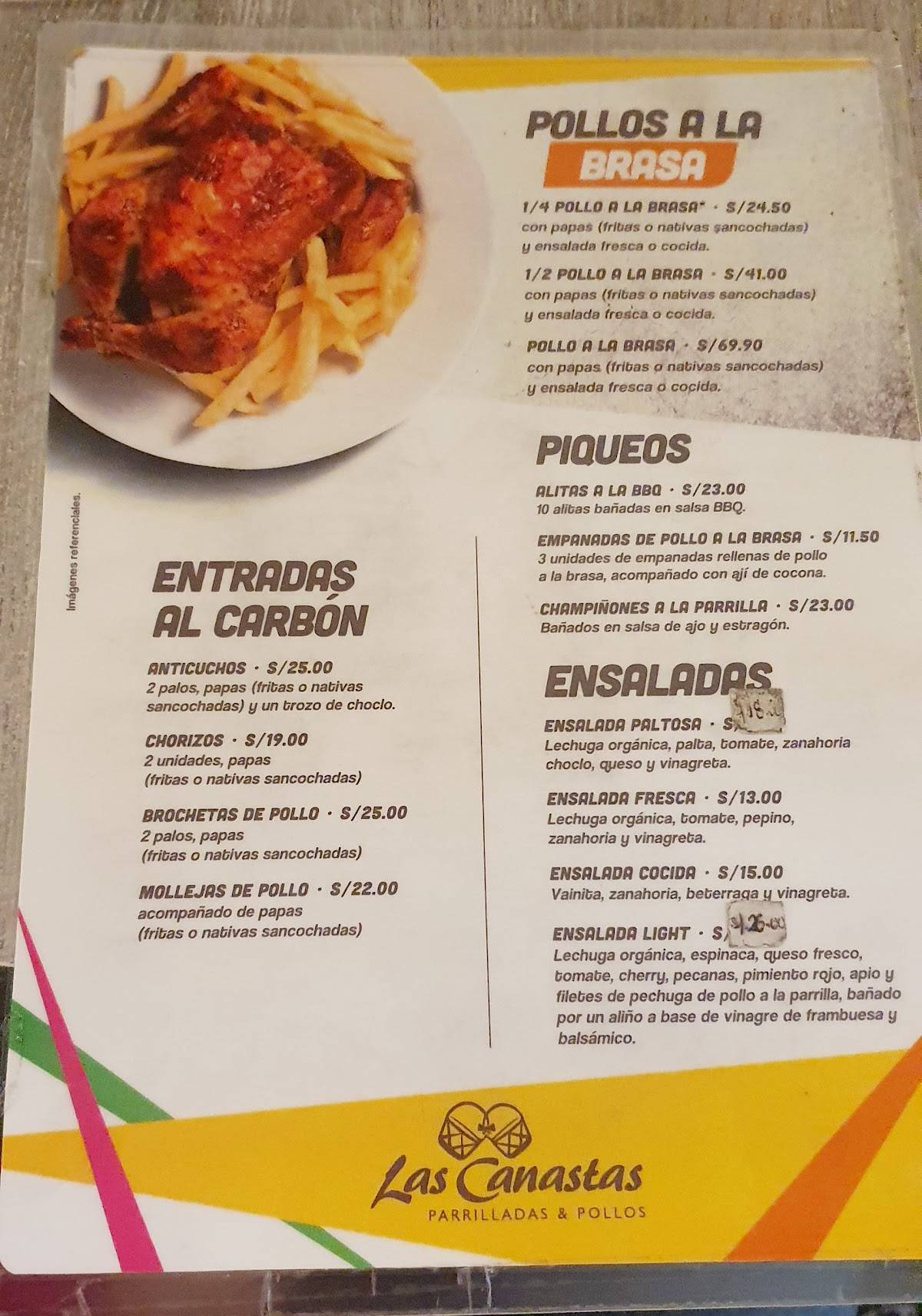 Carta del restaurante Las Canastas - Ingeniería, San Martín del Porres ...
