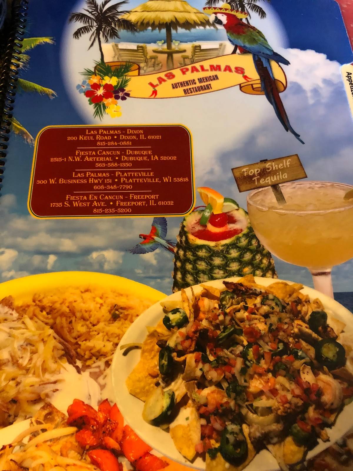 Menu at Las Palmas restaurant, Dixon