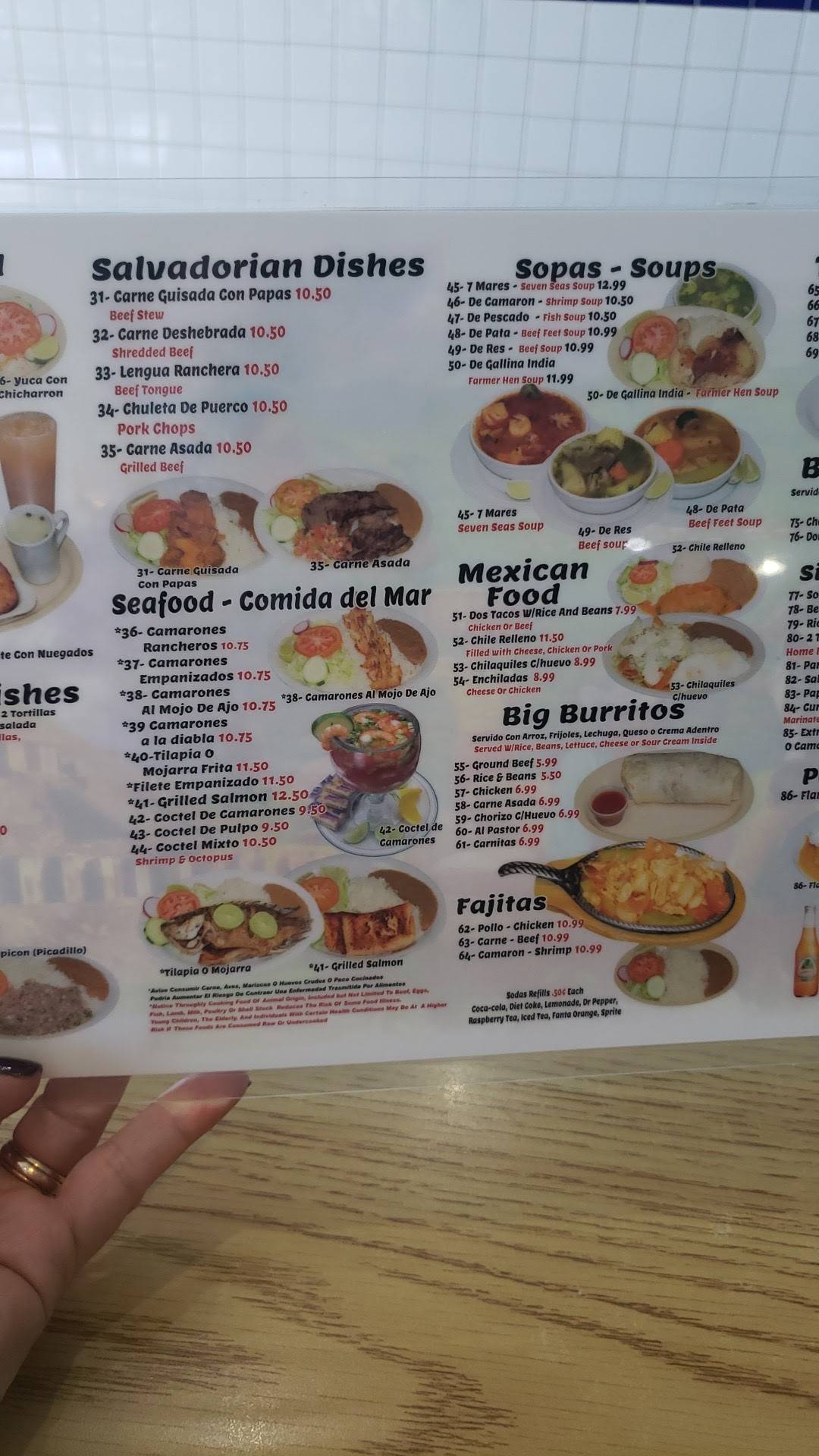 Menu at Las Pupusas Restaurant, Las Vegas, W Cheyenne Ave