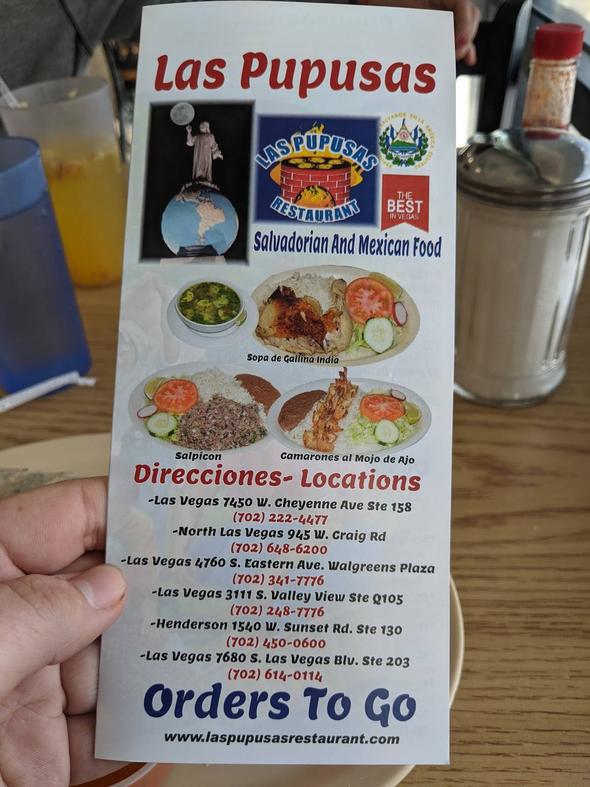 Menu at Las Pupusas Restaurant, Las Vegas, W Cheyenne Ave