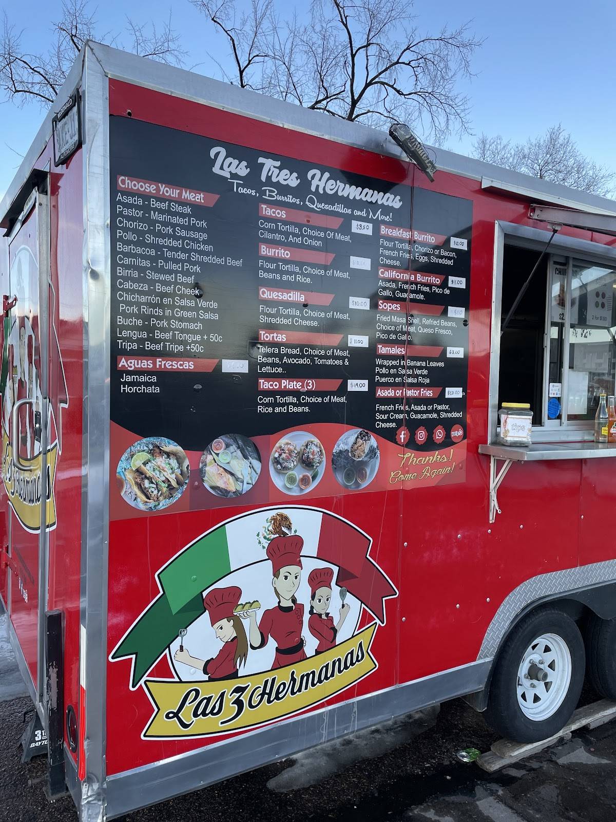 Menu at Las Tres Hermanas Food Truck restaurant, Colorado Springs