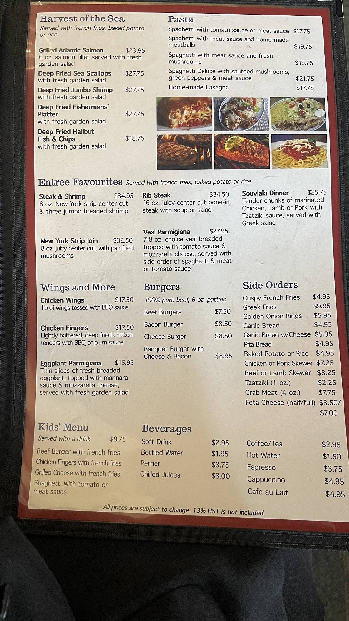 Menu at Laterna Greek Restaurant, Toronto