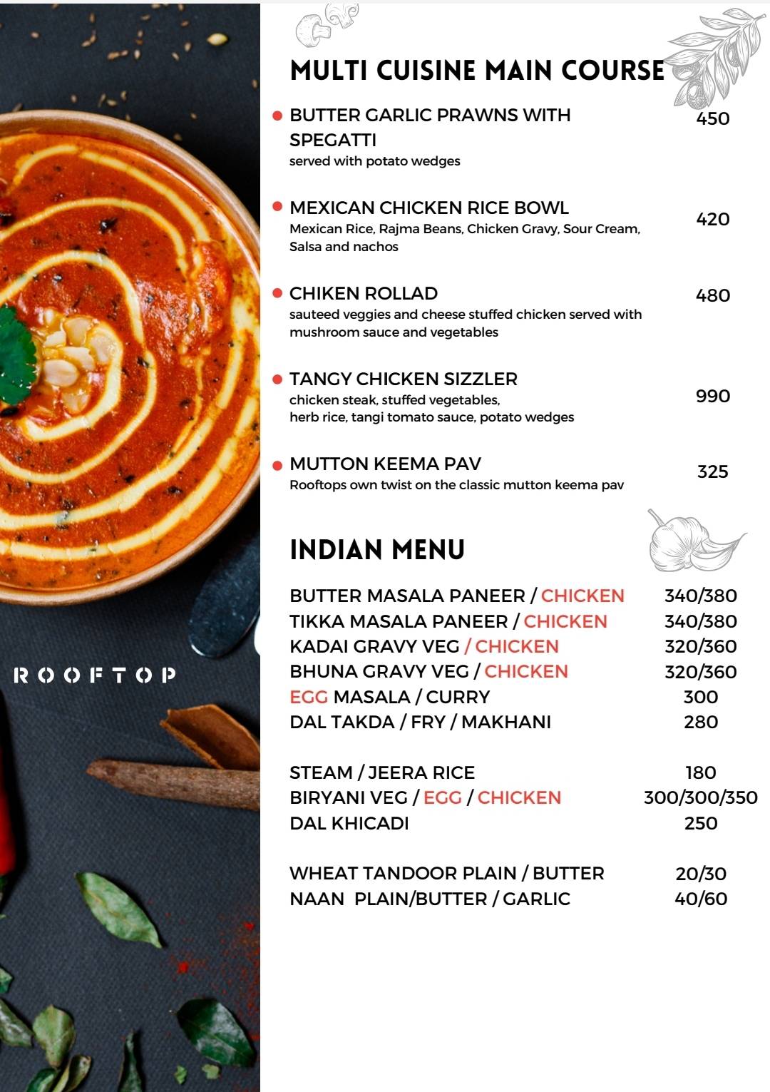 Menu at Rooftop All Day Kitchen, Latur