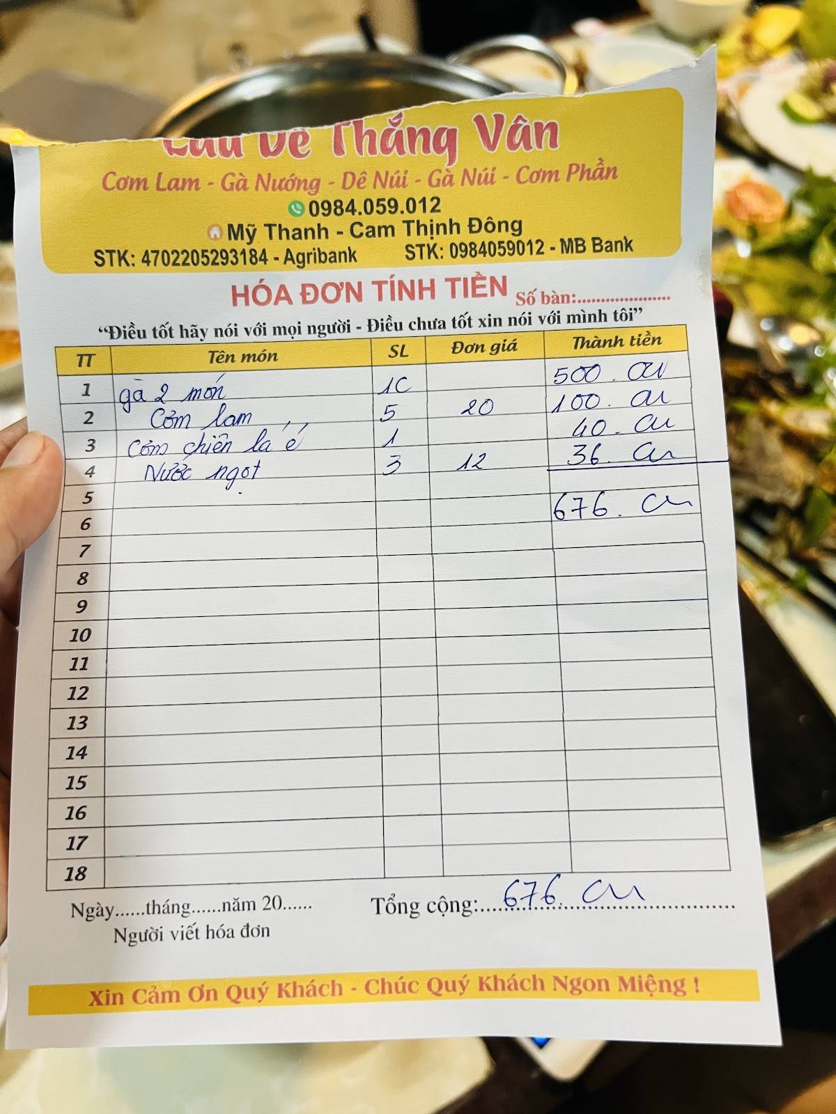 Menu at Lẩu Dê Gà Nướng Cơm Lam Thắng Vân restaurant, Cam Ranh