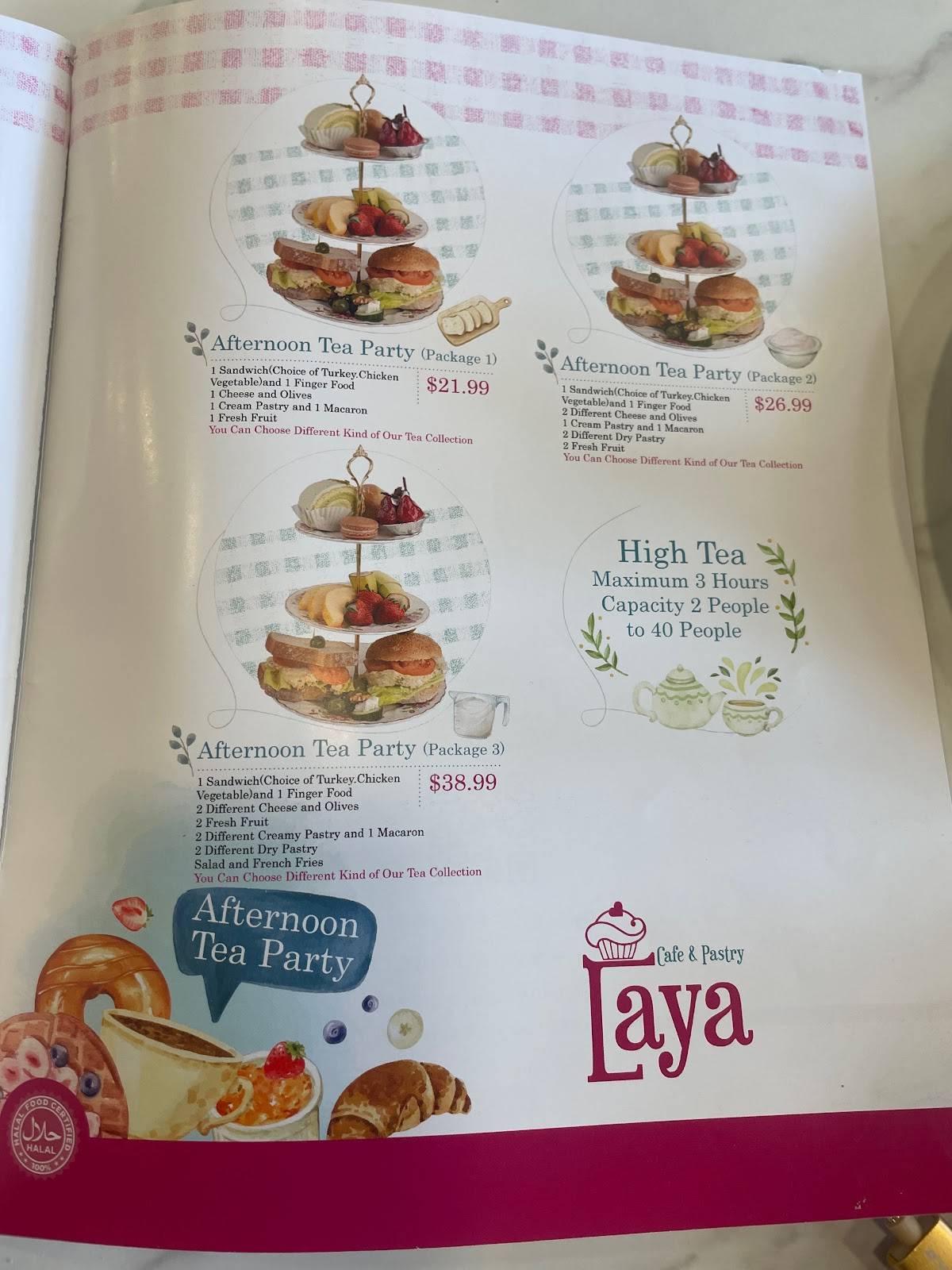 Menu at Laya Cafe & Pastry, Richmond Hill