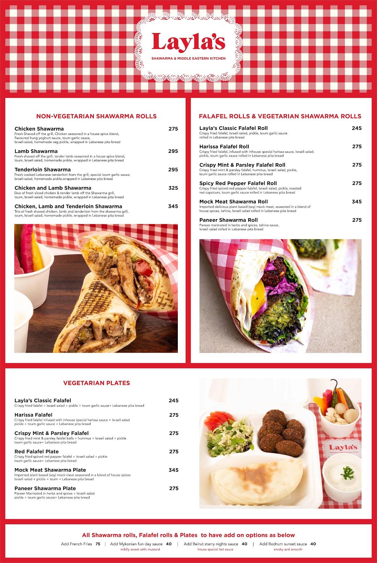 Menu at Layla's Shawarma and Middle Eastern Kitchen, New Delhi, 27-L