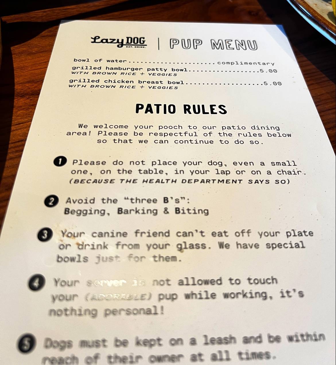 Menu at Lazy Dog Restaurant & Bar, Stafford