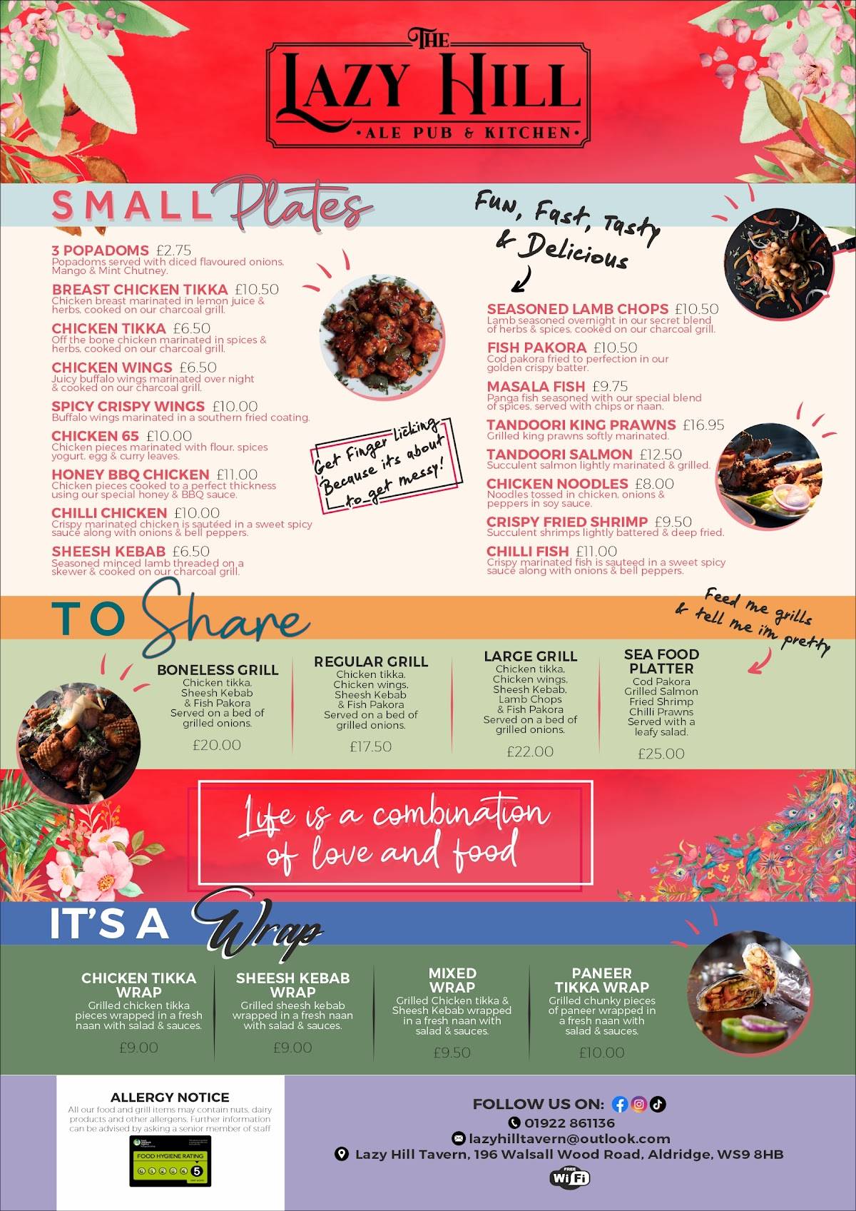 Menu at Lazy Hill Tavern Ale Pub & Kitchen, Walsall