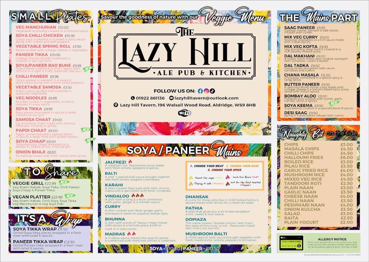 Menu at Lazy Hill Tavern Ale Pub & Kitchen, Walsall