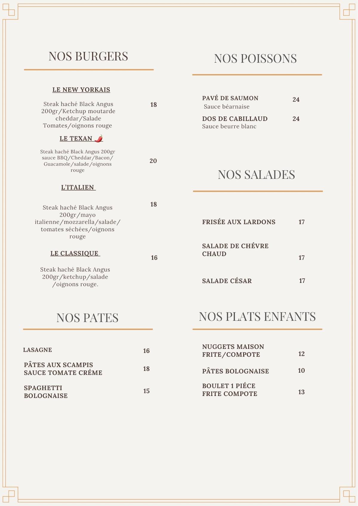 Menu au Le Belle Vue, Esneux