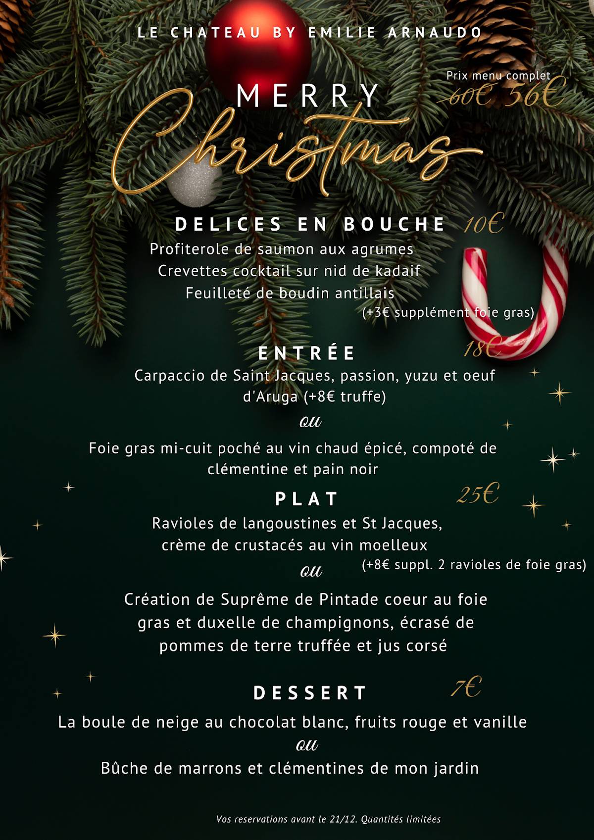 Menu au Le Château by Emilie Arnaudo restaurant, Saint-Raphaël