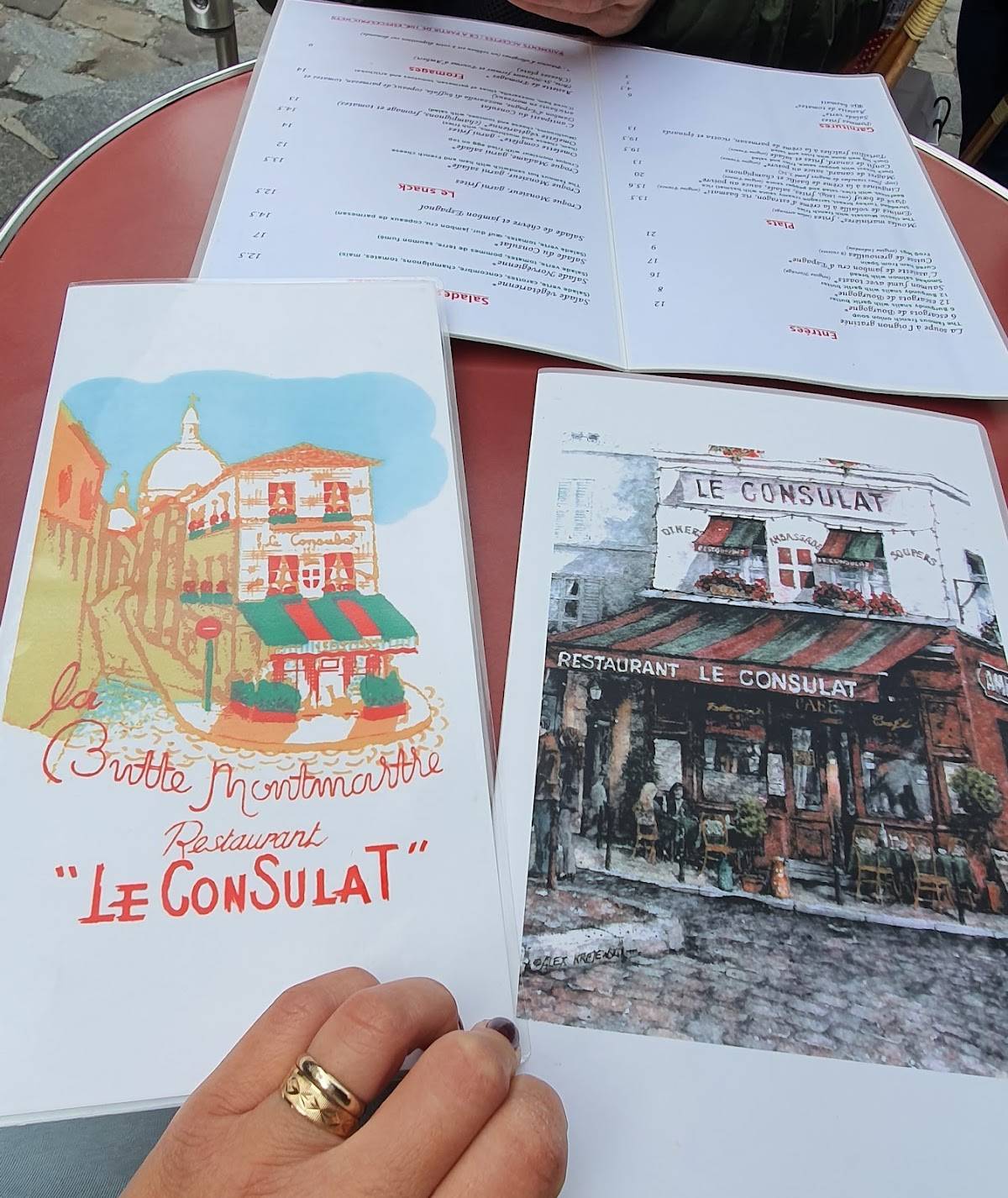 Menu at Le Consulat restaurant, Paris, 18 Rue Norvins