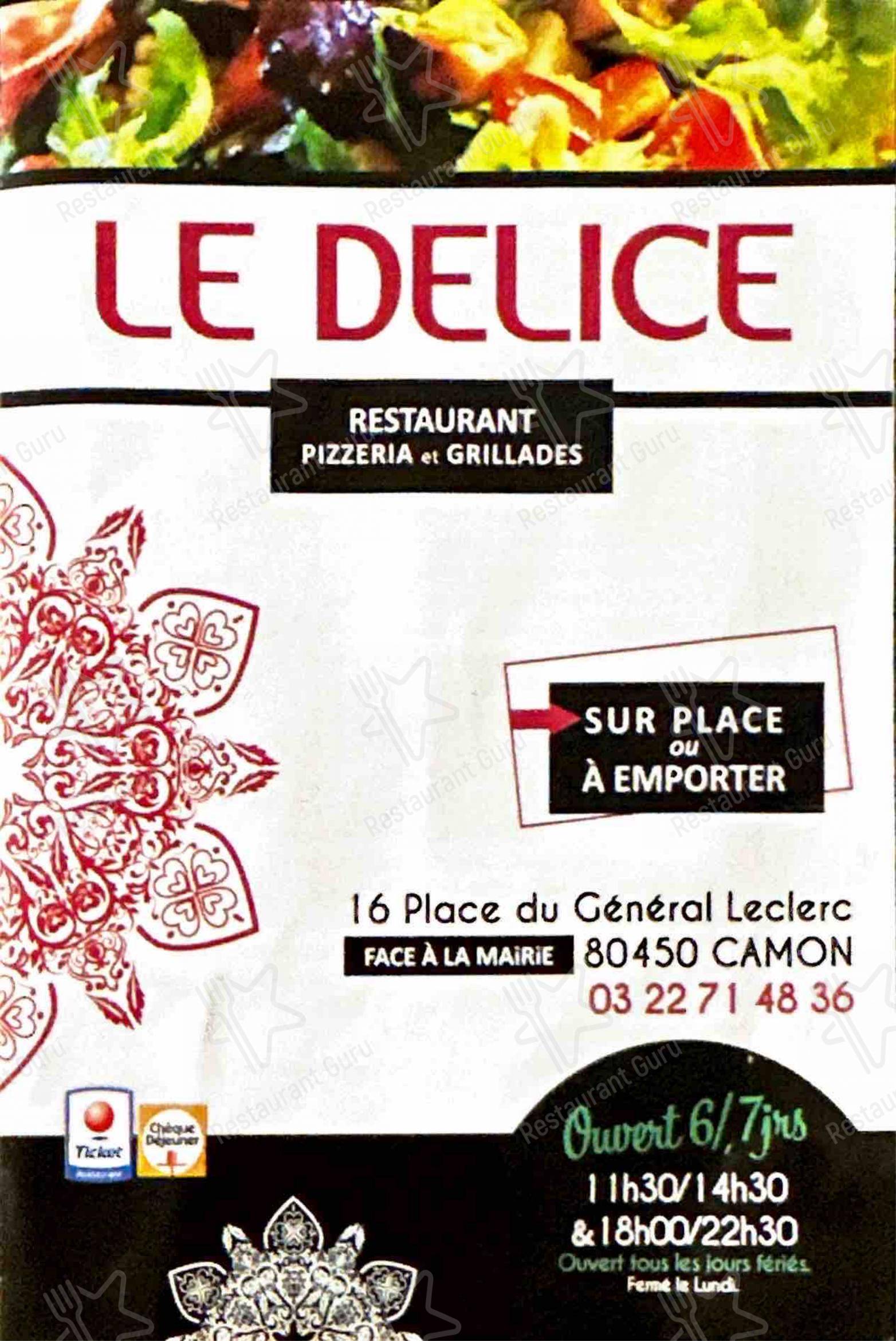 Menu at Le Delice Camon restaurant, Camon