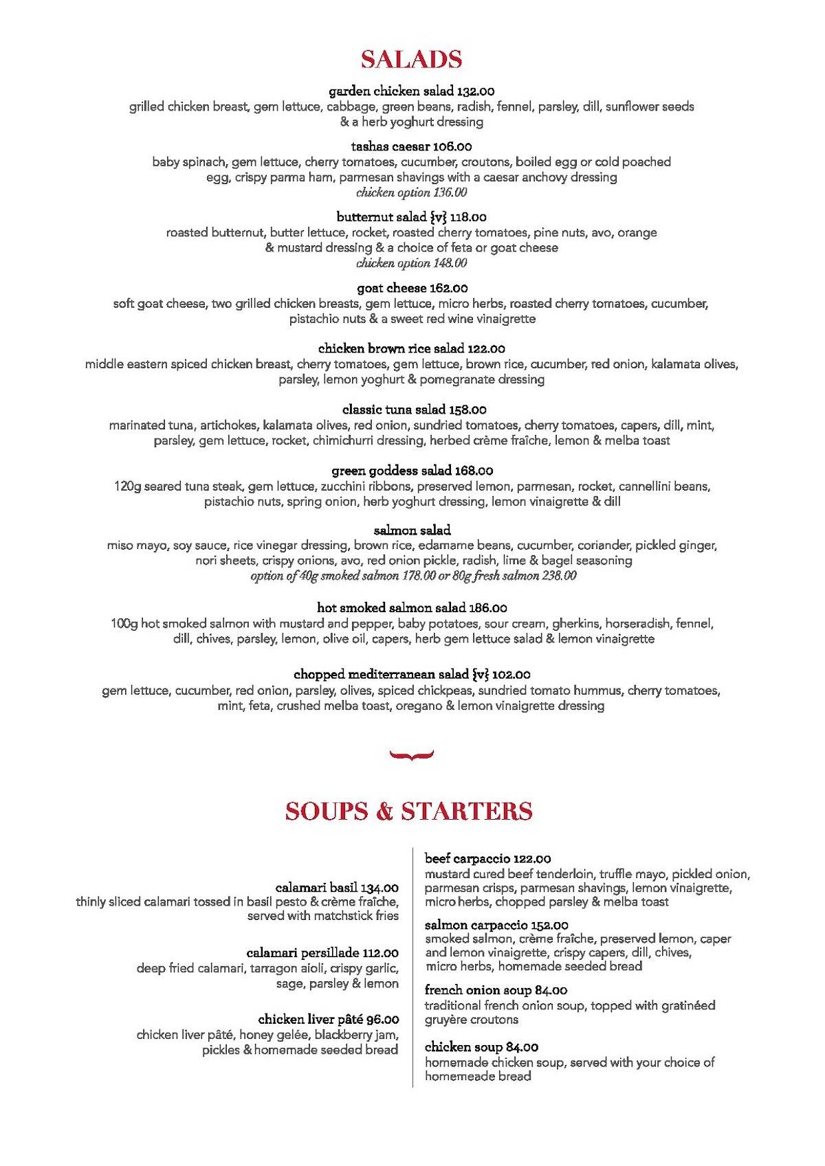 Menu at Le Parc by tashas restaurant, Johannesburg