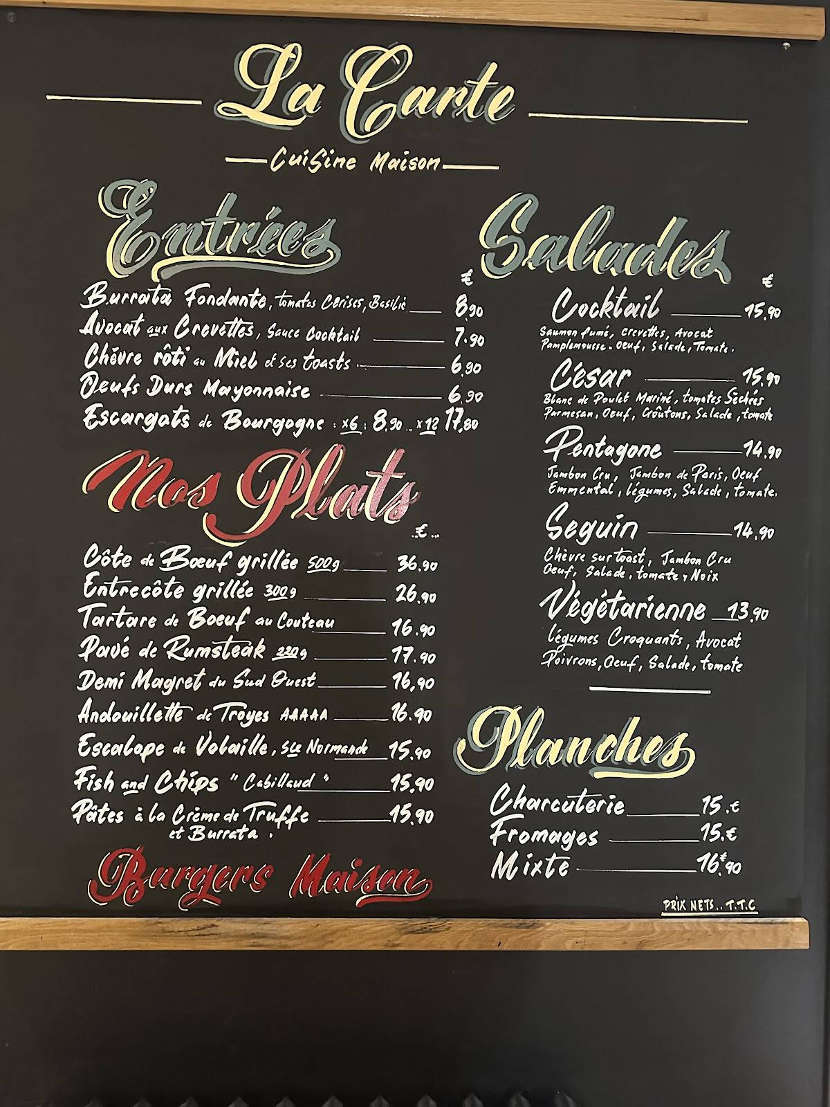 Menu at Le Pentagone restaurant, Issy-les-Moulineaux