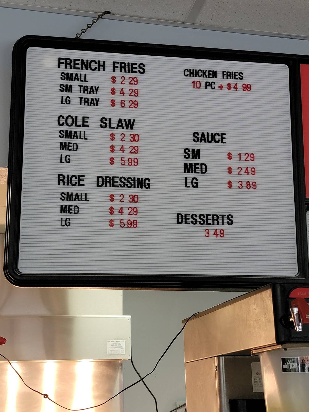 Menu at Leader's Fried Chicken - St. Amant restaurant, Prairieville