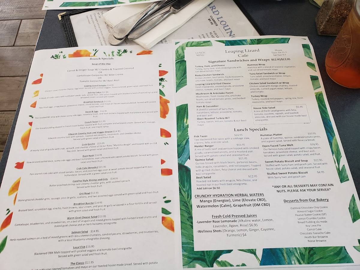 Menu at Leaping Lizard Cafe, Virginia Beach, Shore Dr