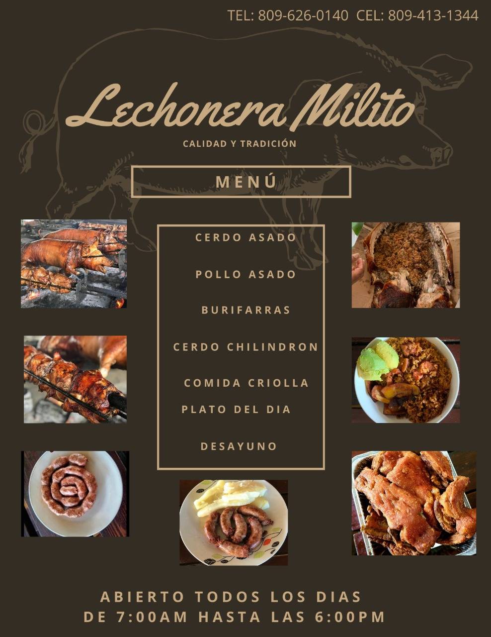 Carta del restaurante Lechonera Milito, Santiago De Los Caballeros