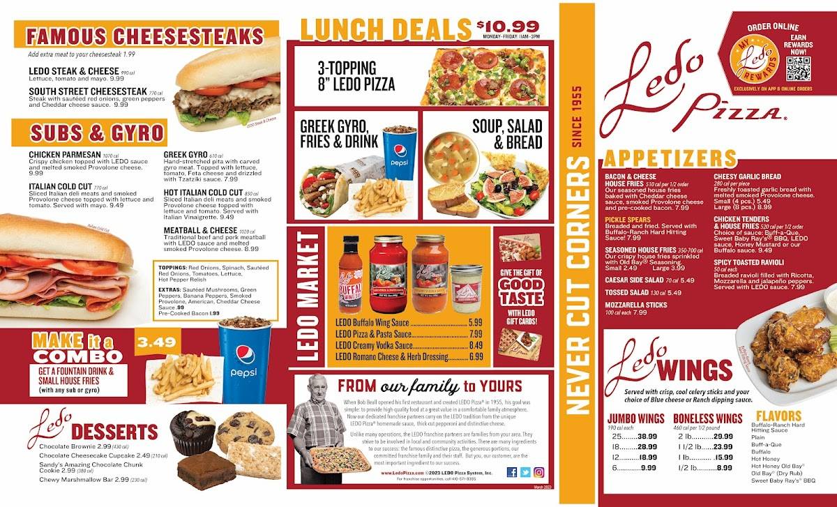 Menu at Ledo Pizza pizzeria, Front Royal