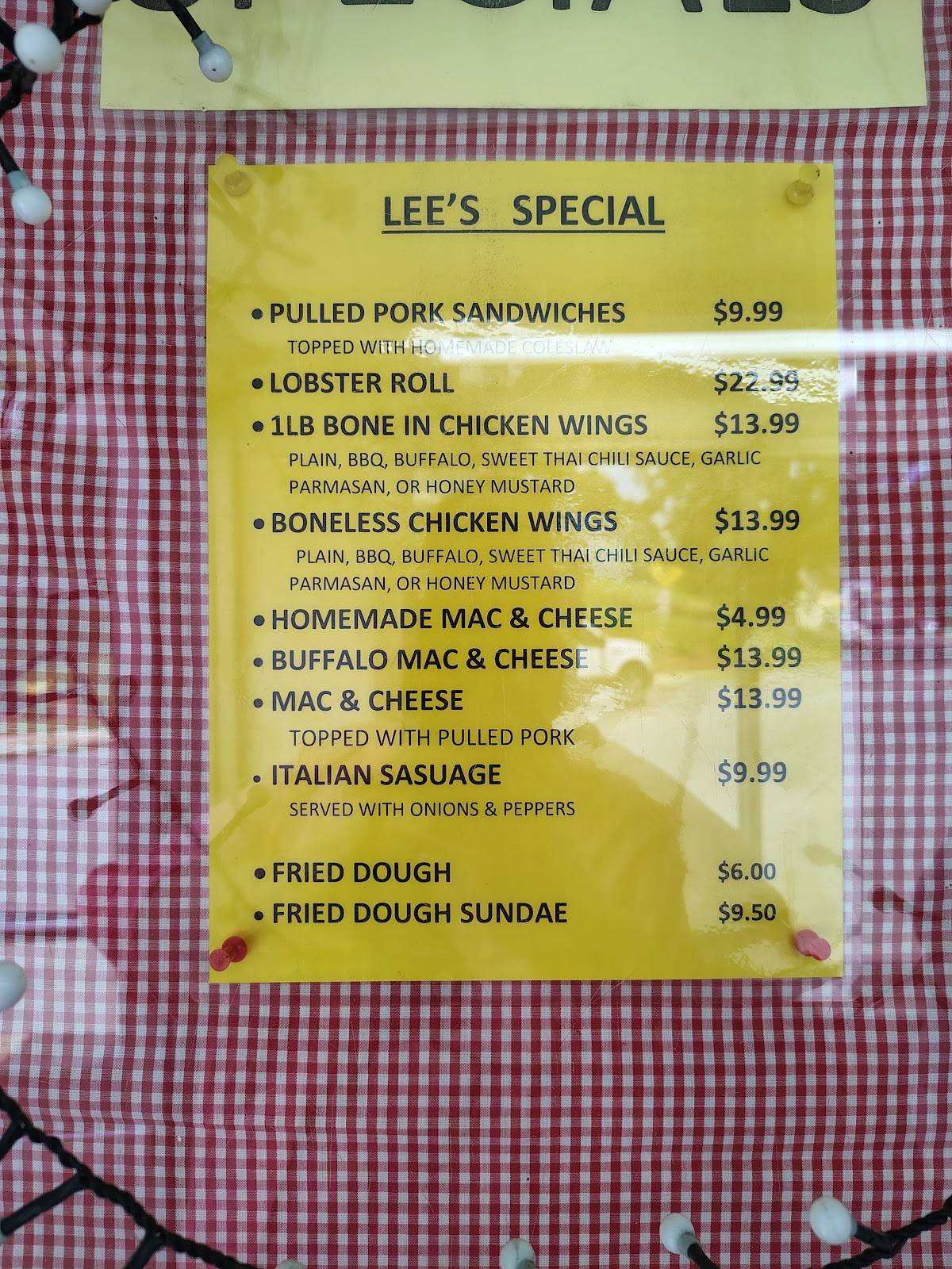 Menu at Lee's Hot Dog Stand restaurant, Templeton