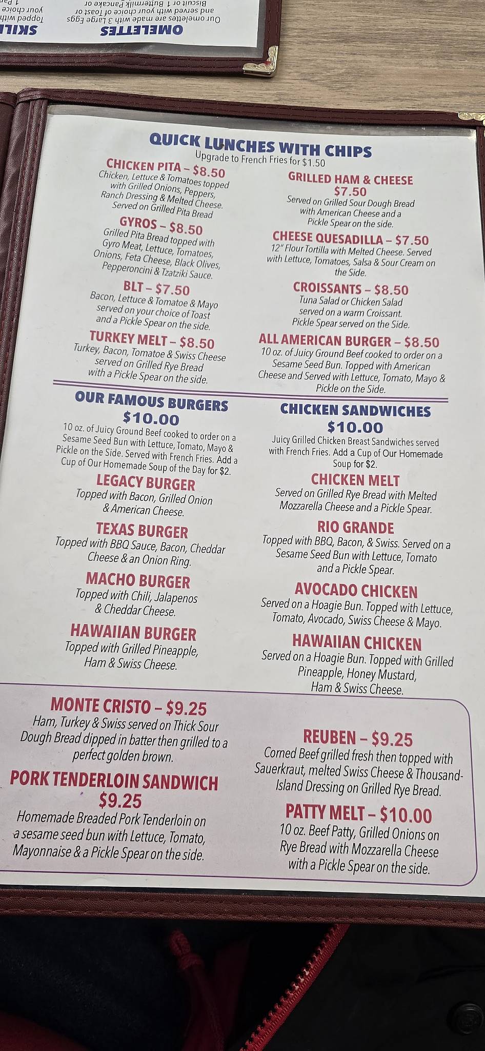 Menu at Legacy Pancake House & Restaurant, West Carrollton
