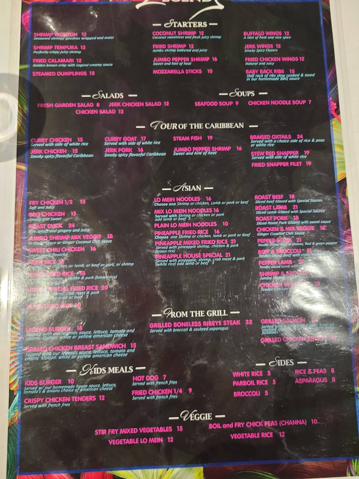 Menu at Legends Resto & Lounge restaurant, Orlando