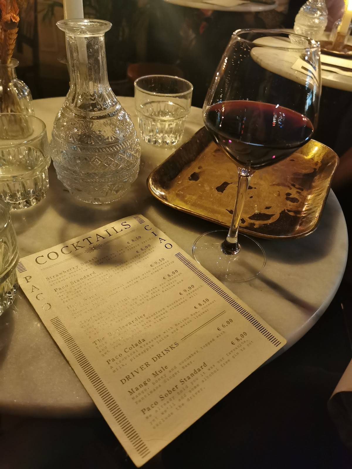 Menu at Paco Ciao, Leiden